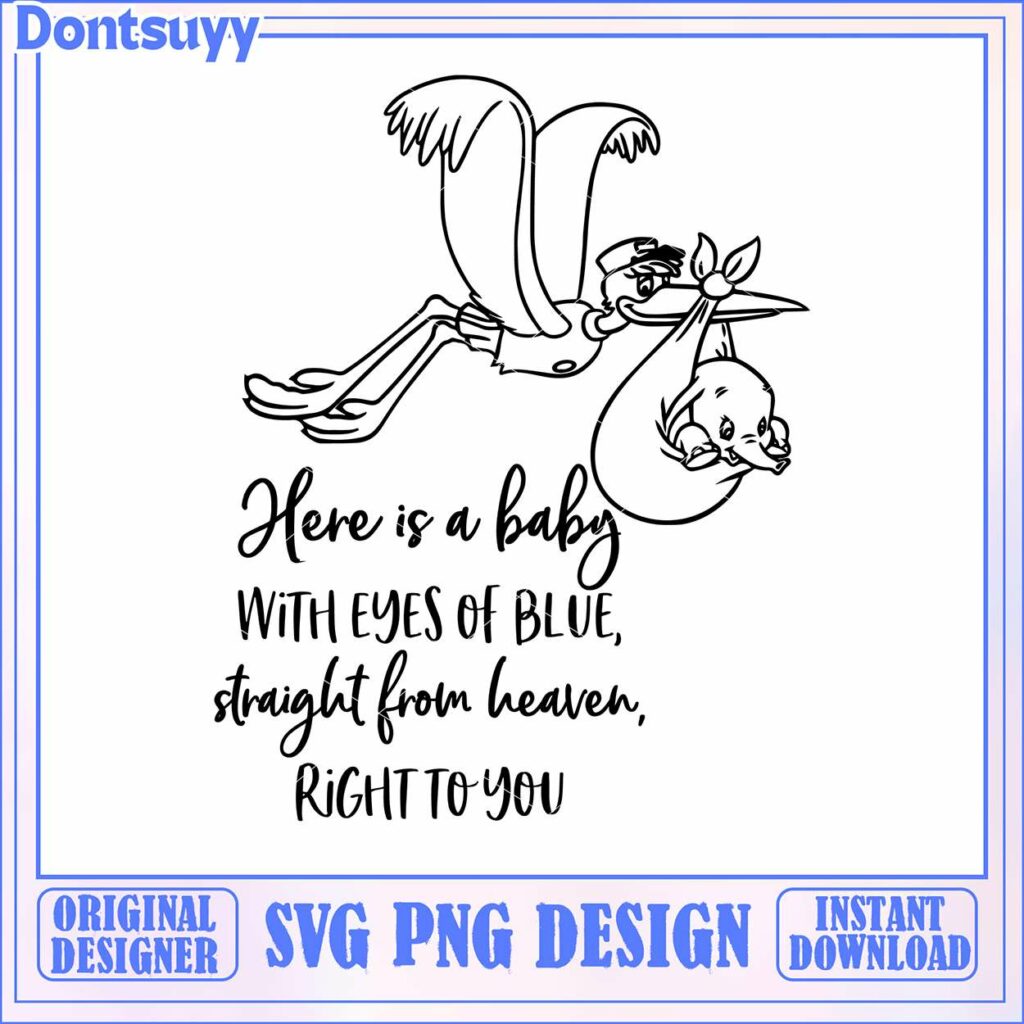 Baby Stork SVG PNG Design Instant Download - High-quality SVG and PNG ...