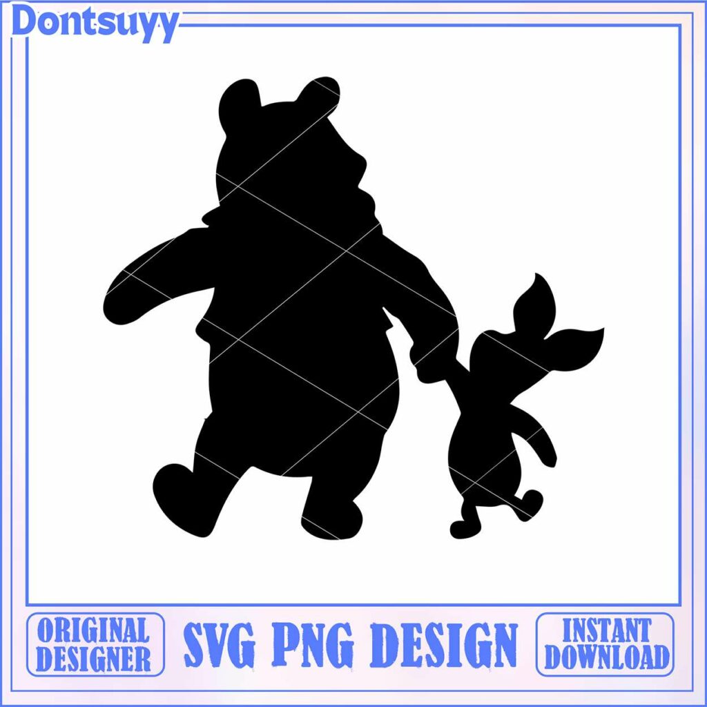 Winnie the Pooh and Piglet SVG PNG Design, instant download option ...