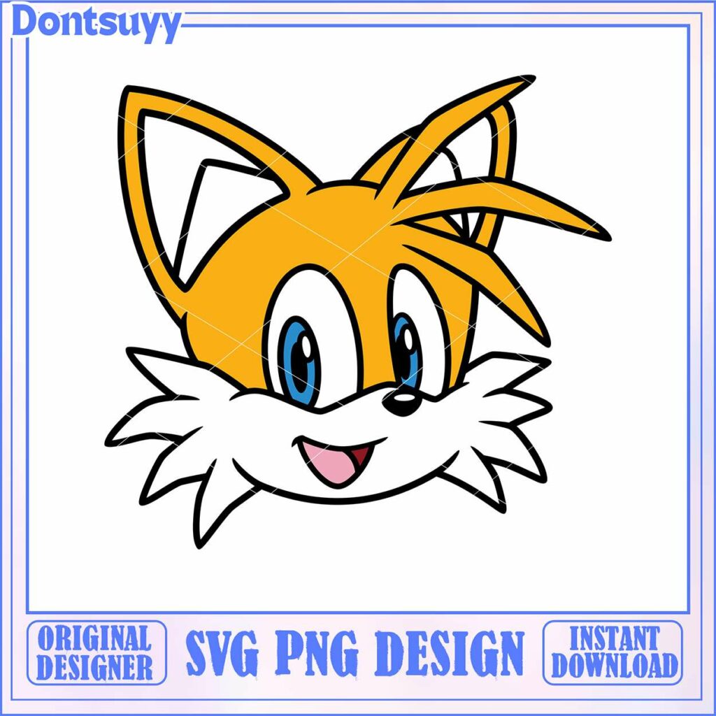 Tails Character Face Illustration, SVG and PNG Instant Download - High ...