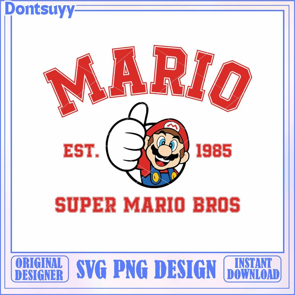 Super Mario Bros design featuring Mario, instant download SVG PNG ...