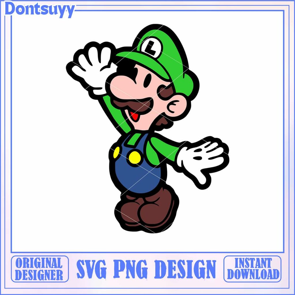Luigi cartoon character design, SVG PNG instant download file - High ...
