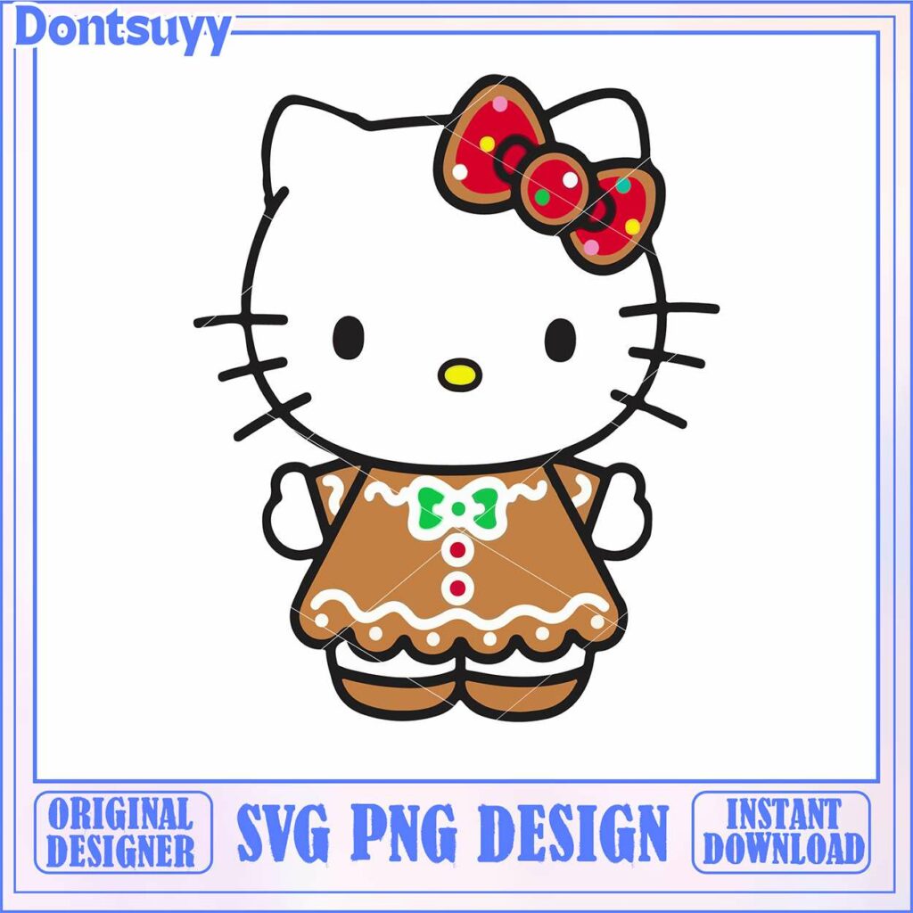 Hello Kitty Gingerbread Design, perfect for festive projects and crafts ...