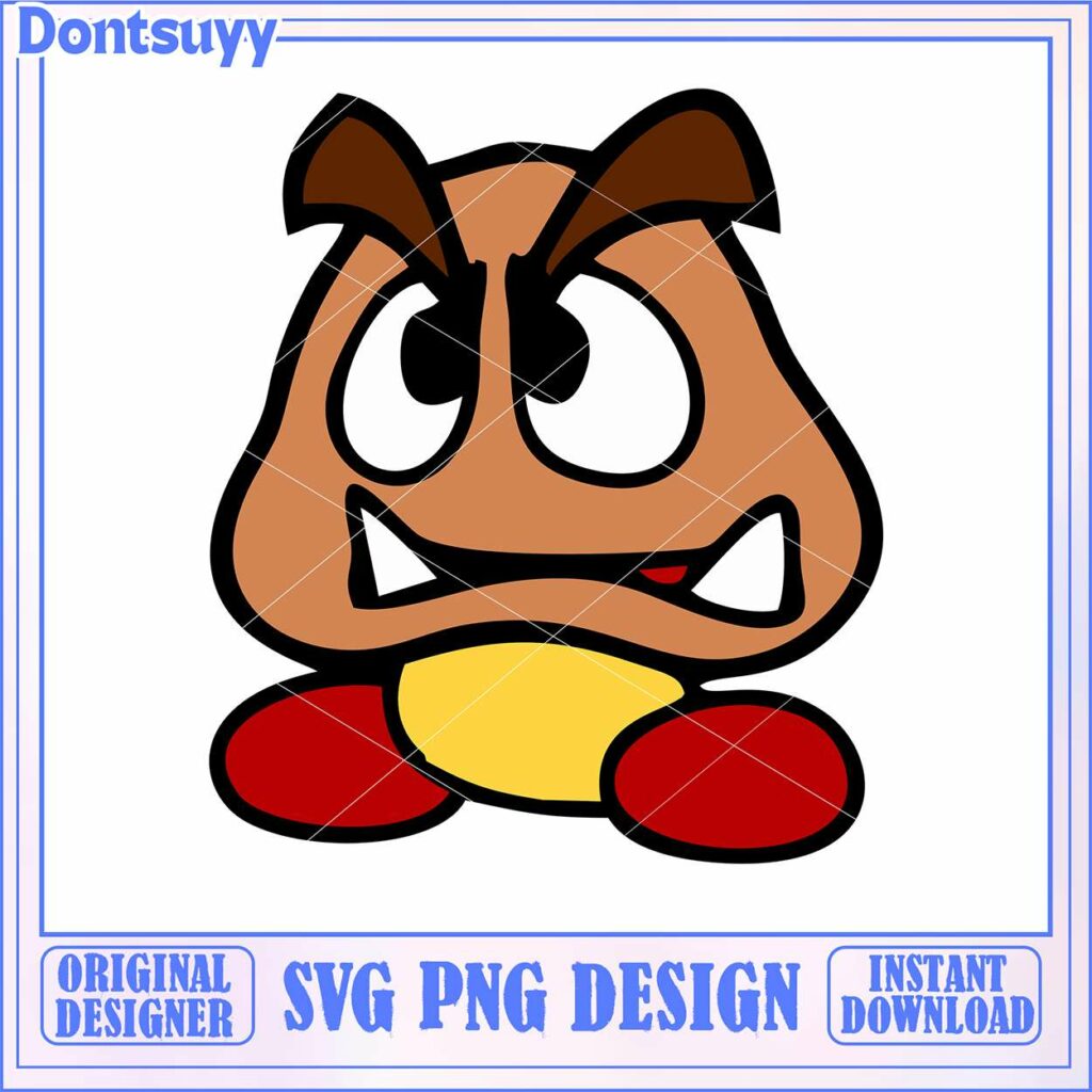 Goomba Character Art, SVG and PNG Design for Instant Download - High ...