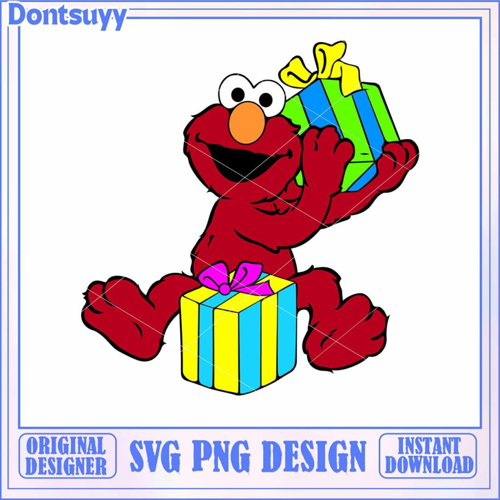 Elmo with Gifts SVG PNG Design, Perfect for Kids Birthday Parties ...