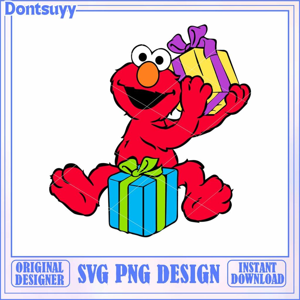 Elmo with Gifts SVG PNG Design, Instant Download for Celebrations ...