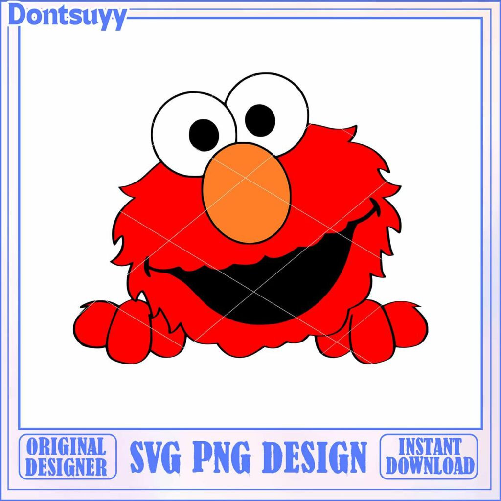 Elmo Character Illustration, SVG PNG Instant Download Design - High ...