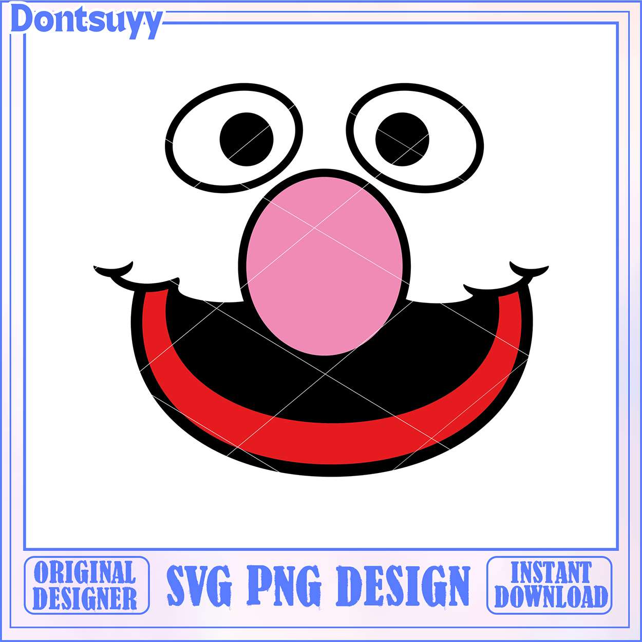 Elmo cartoon face design for SVG and PNG files, instant download ...