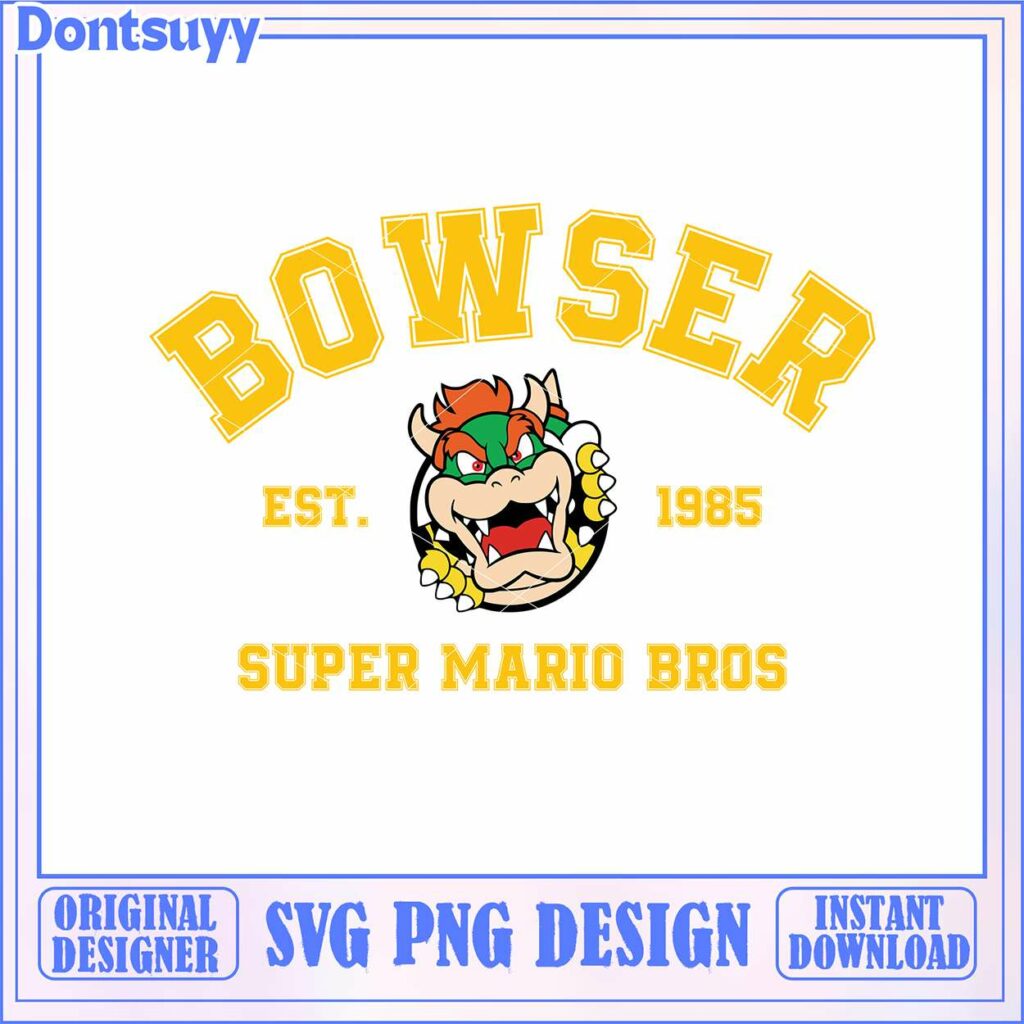 Bowser Super Mario Bros design, SVG and PNG instant download available ...