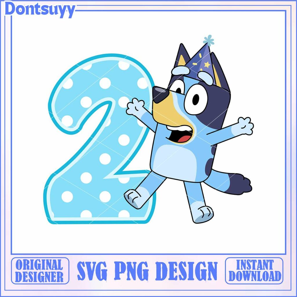 Bluey Celebrating Number Two, Fun Birthday Party Decor Design - High ...