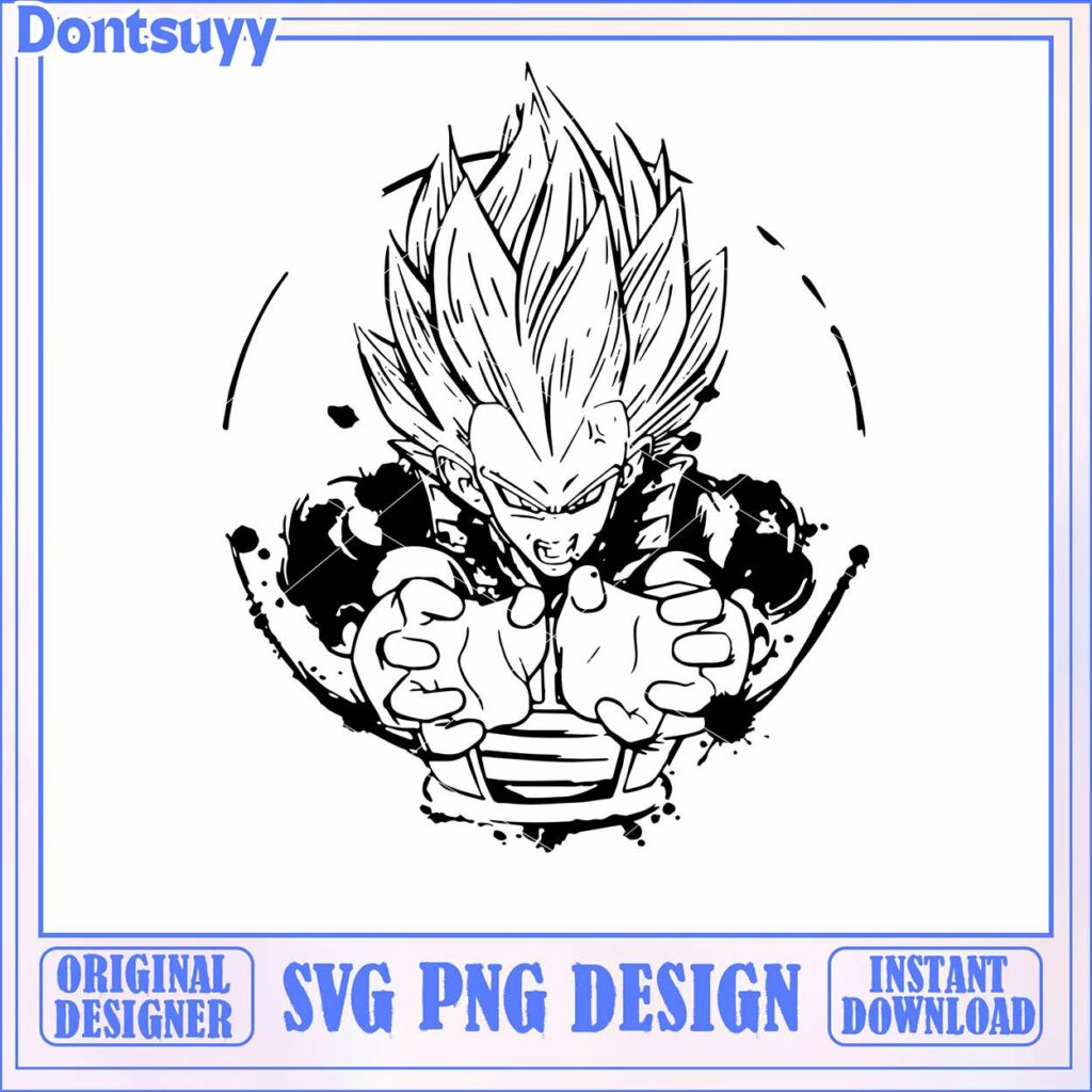 Vegeta Anime Character SVG PNG Design, Instant Digital Download Art ...