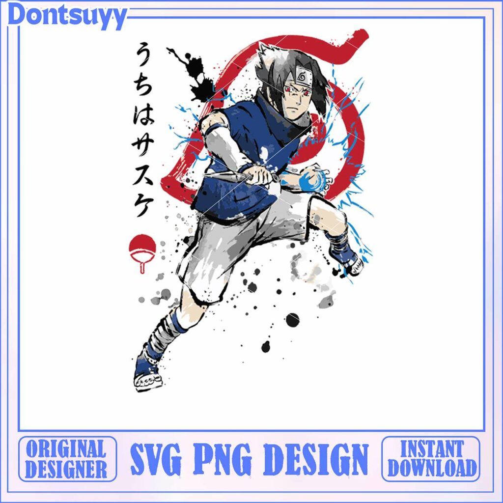 Sasuke Uchiha action design for fans, SVG and PNG instant download ...