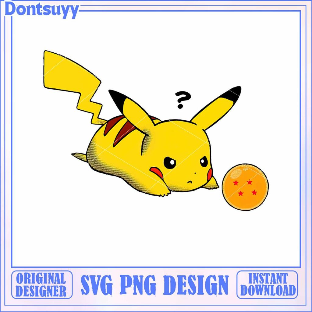 Pikachu with Question Mark and Dragon Ball, Fun SVG and PNG Design ...
