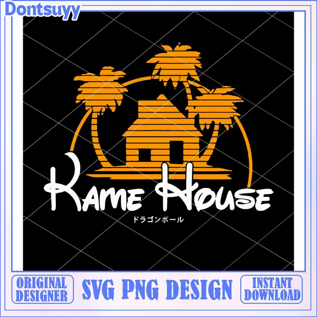 Kame House Design with Palm Trees, Fun Dragon Ball Theme Art - High ...