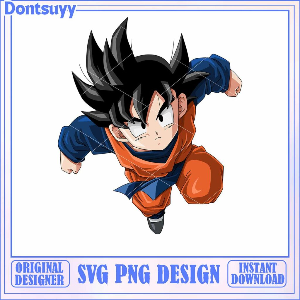 Goku Cartoon Character Art, SVG and PNG Instant Download Design - High ...