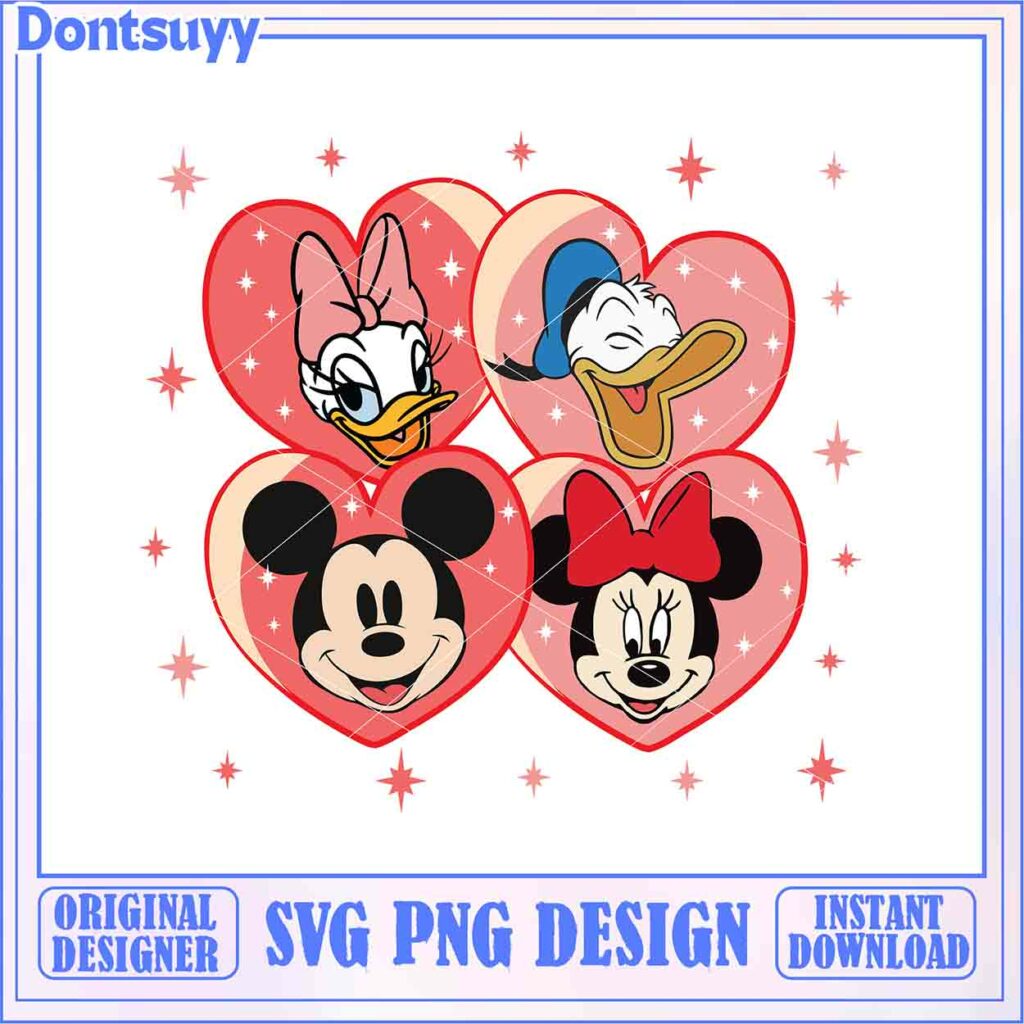 Adorable Disney SVG Design with Mickey, Minnie, Donald, and Daisy ...