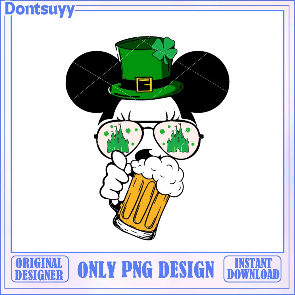 St. Patrick's Day Mickey Mouse Beer PNG Design for Instant Download ...