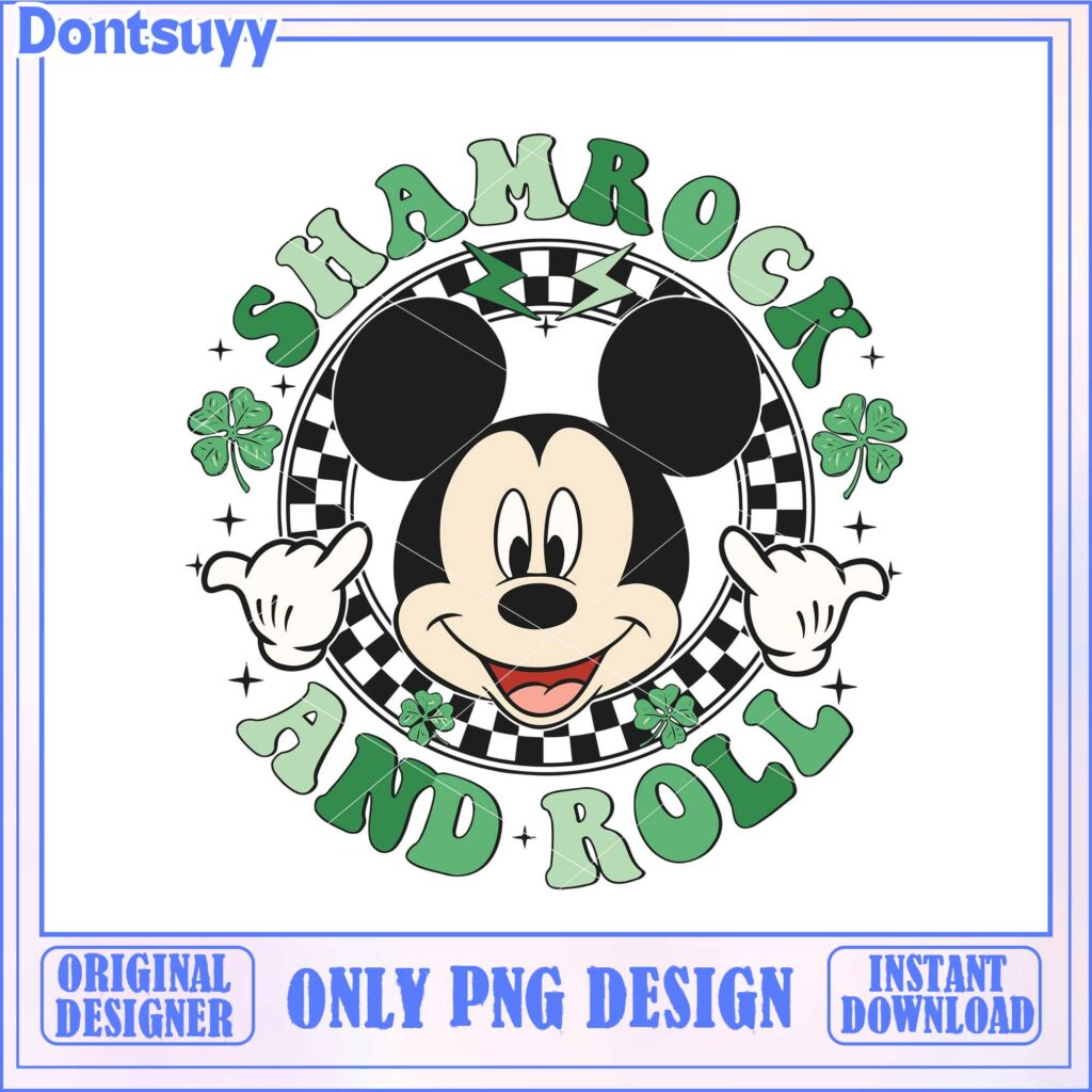 Shamrock and Roll Mickey Mouse PNG Design - Instant Download - High ...