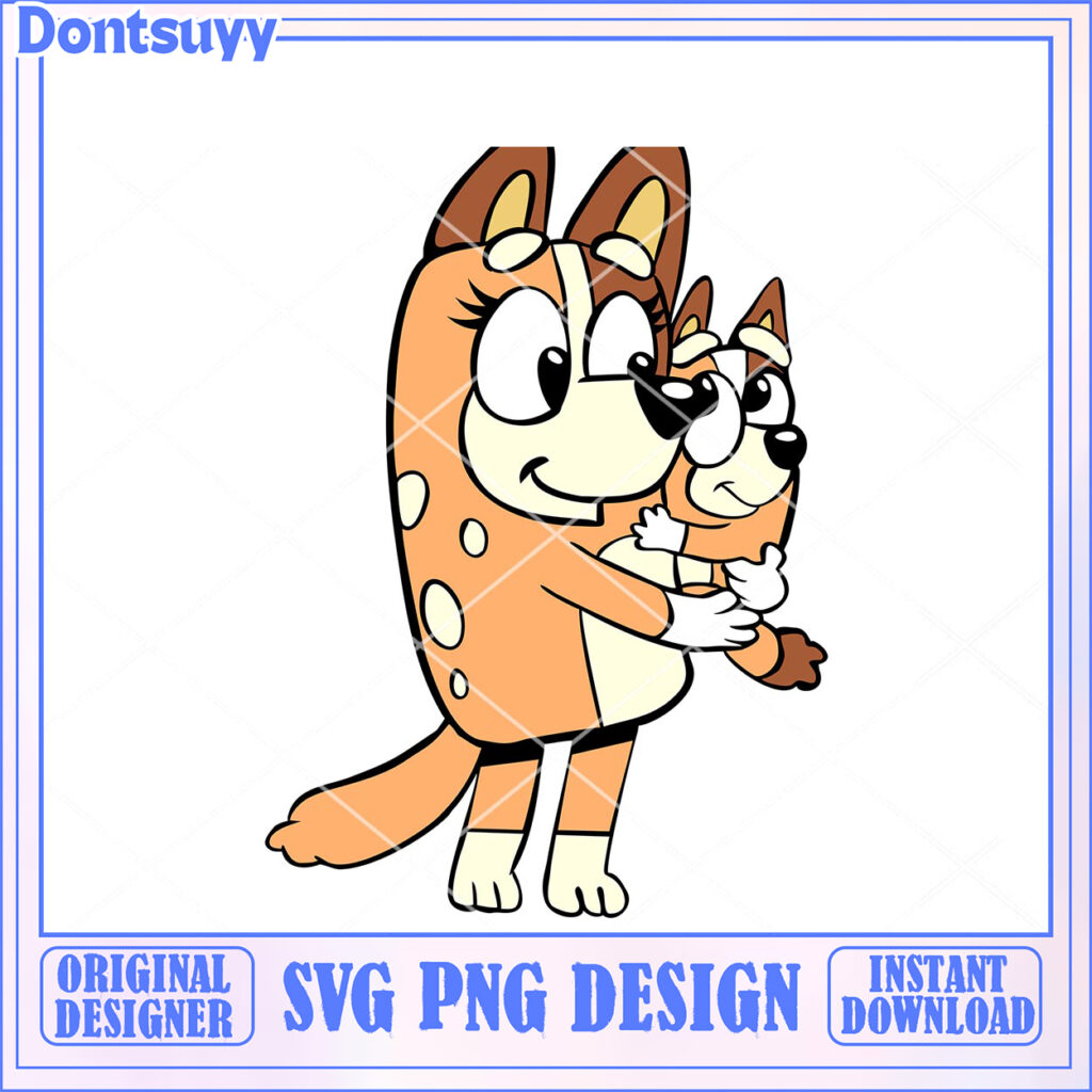 Bluey Mother and Baby Love Bluey Series Clipart Design - High-quality ...