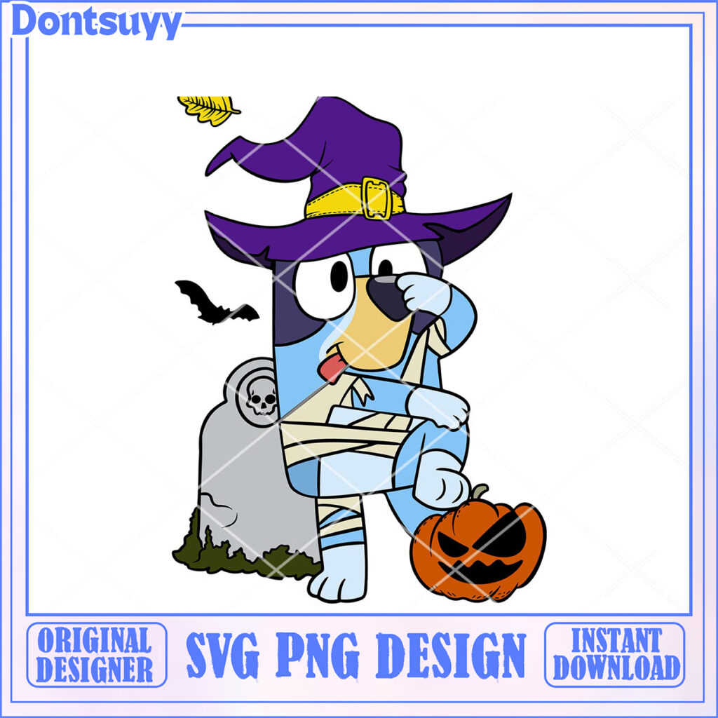 Bluey Halloween Witch Theme Design SVG PNG Download - High-quality SVG ...