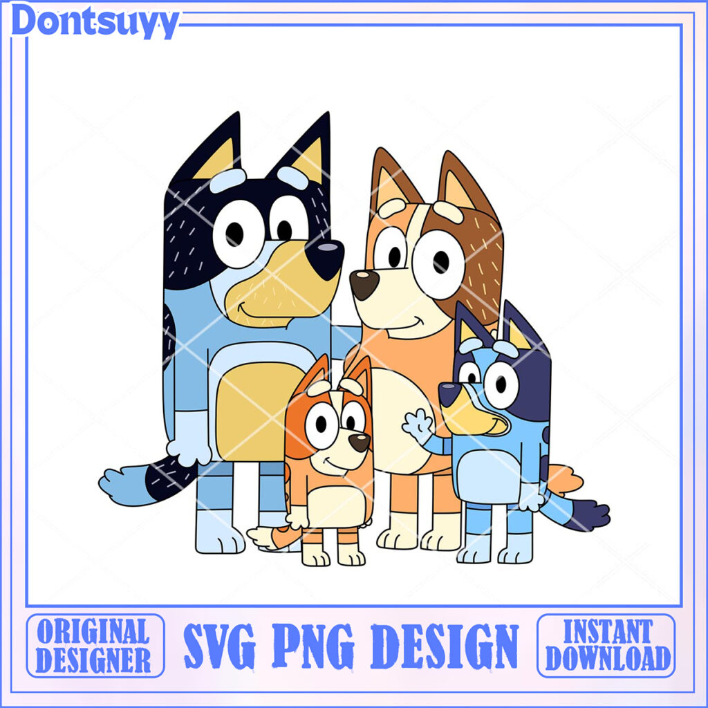Bluey Family Fun Characters Bluey TV Series Art SVG PNG - High-quality ...