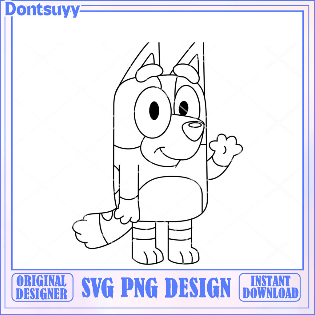 Bluey Character Outline SVG PNG Design for Kids' Art - High-quality SVG ...