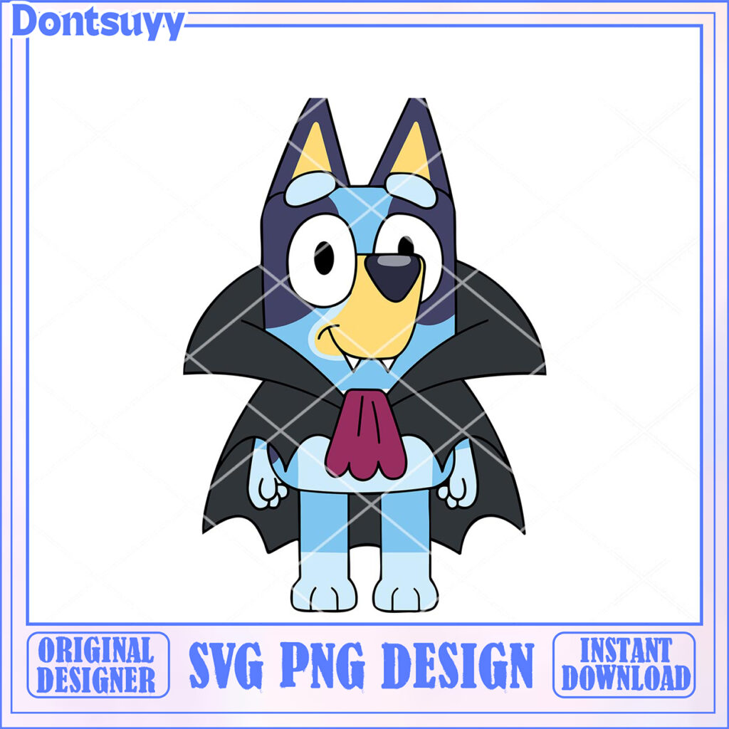 Bluey as a Vampire from the Bluey Series SVG PNG Art - High-quality SVG ...