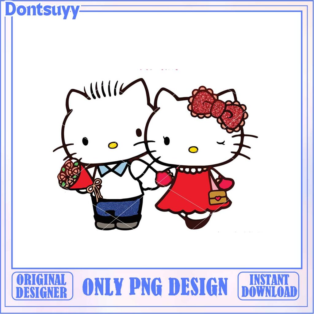 Adorable Hello Kitty Couple PNG for Instant Download Design - High ...