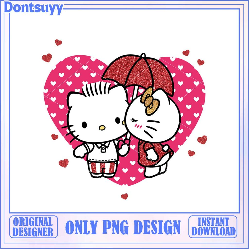 Adorable Hello Kitty Couples PNG Design for Instant Download - High ...
