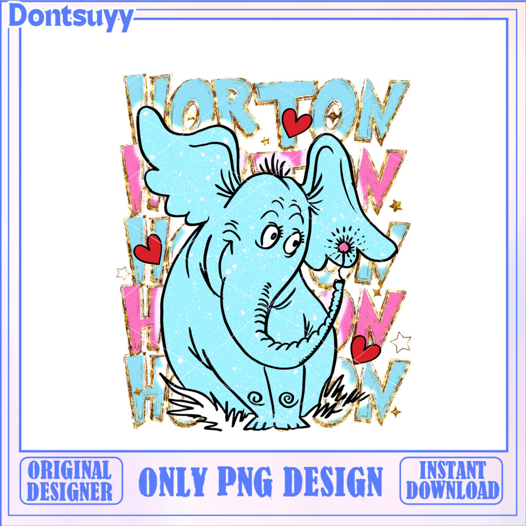 Whimsical Horton Elephant PNG Design for Instant Download - High ...