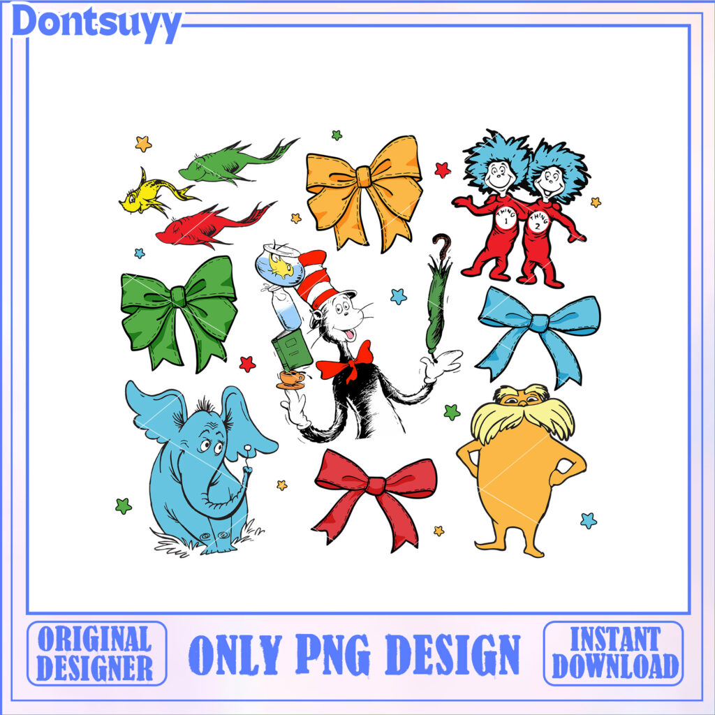 Whimsical Dr. Seuss Characters PNG Design for Instant Download - High ...