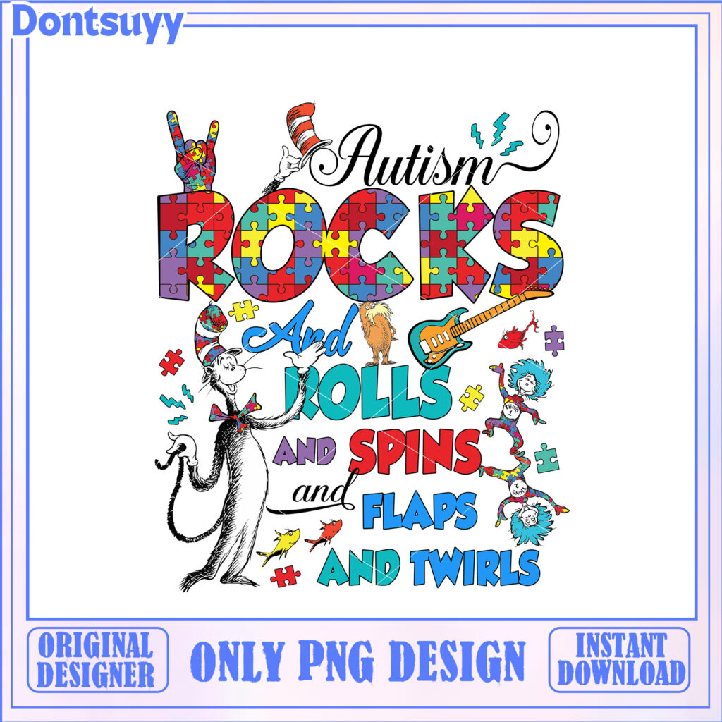 Autism Rocks Fun and Colorful PNG Design for Instant Download - High ...