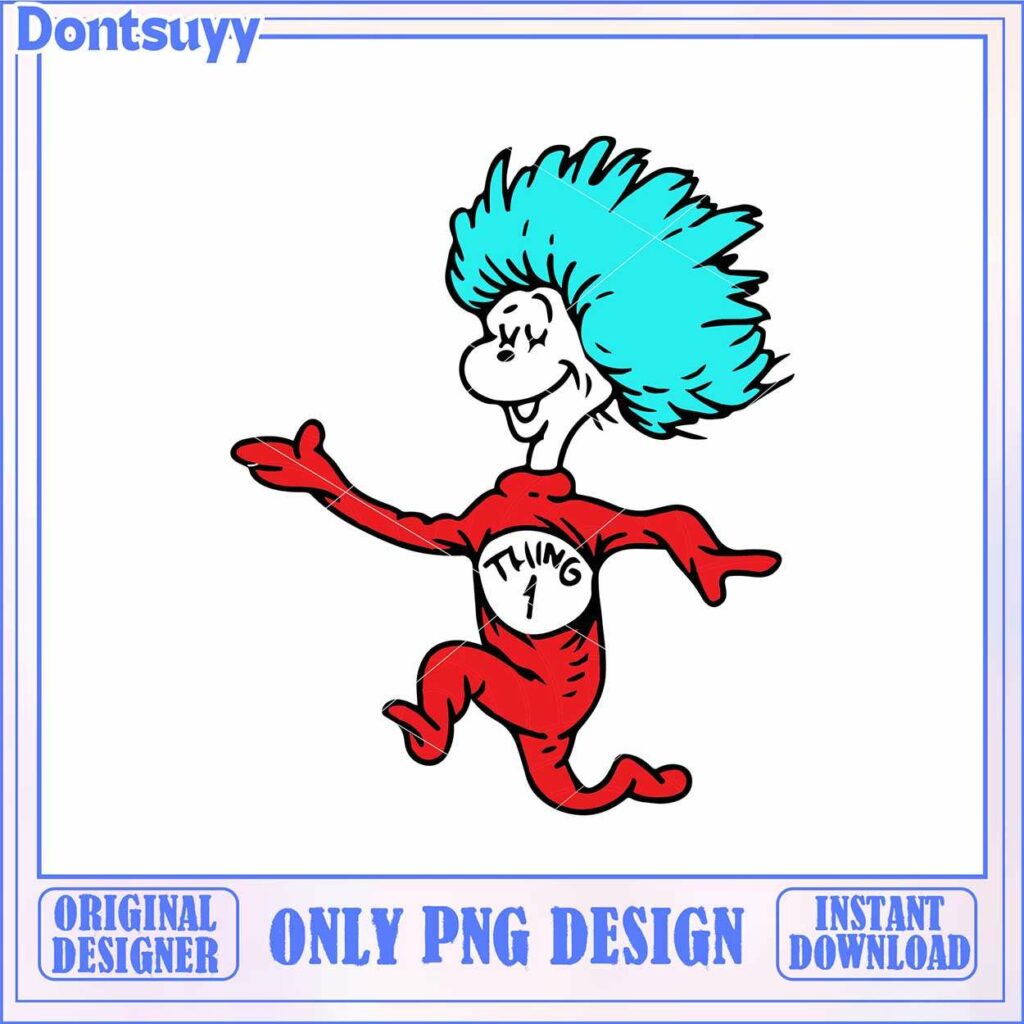 Thing 1 Character PNG Fun Digital Download for Kids' Crafts - High ...