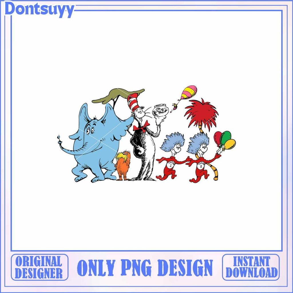 Colorful Dr. Seuss Character PNG Design for Instant Download - High ...