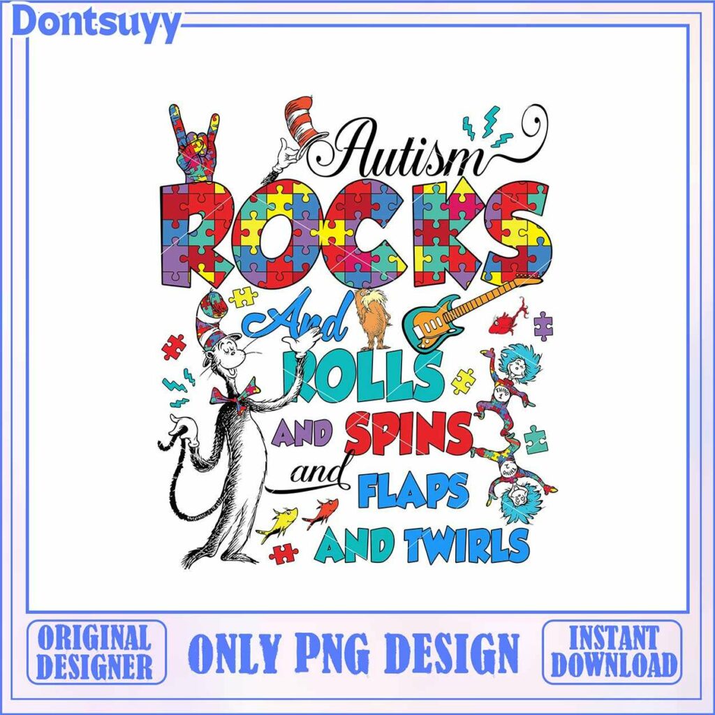 Autism Rocks PNG Design Instant Download - High-quality SVG and PNG ...