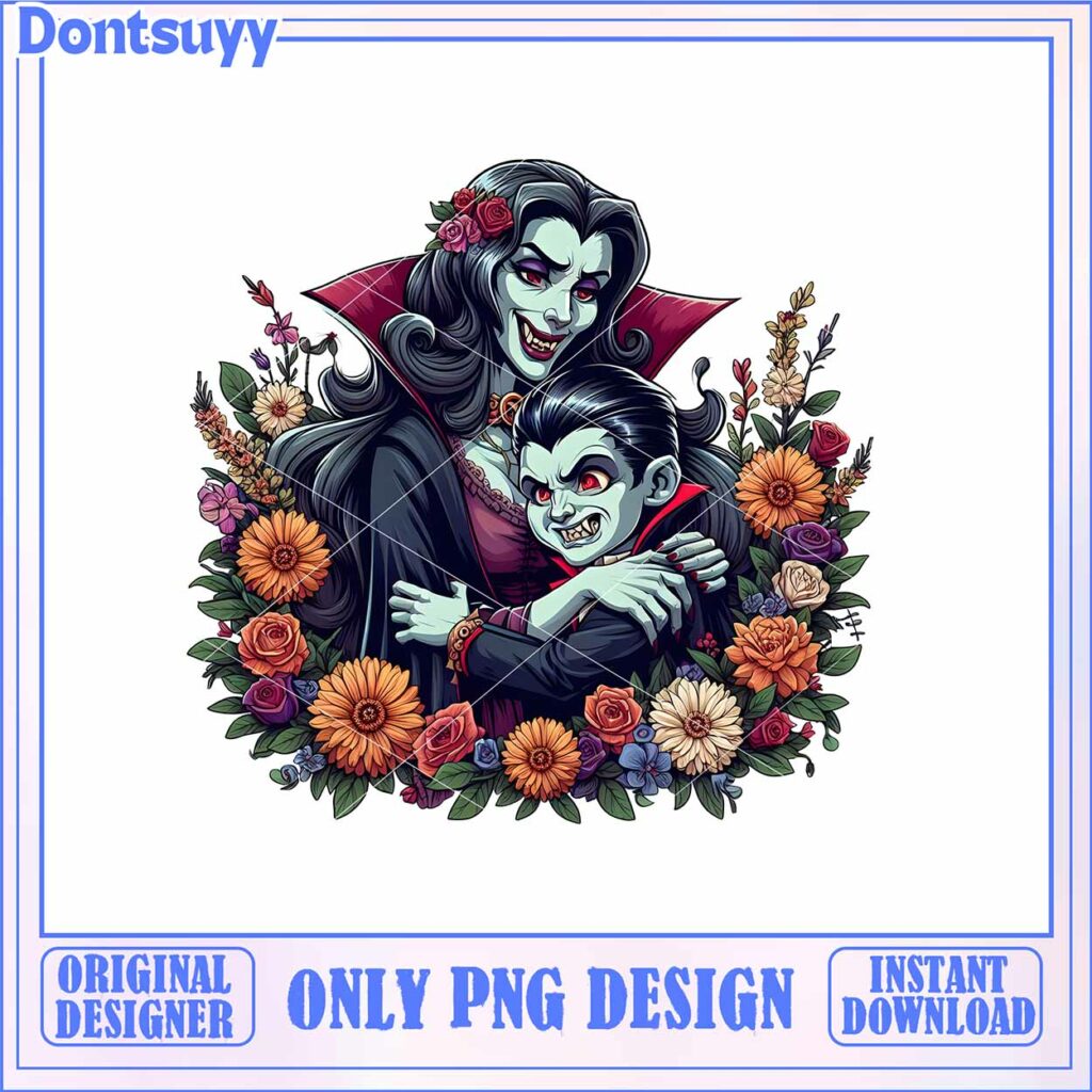 Vampire Family Floral Design PNG for Instant Download Art - High ...