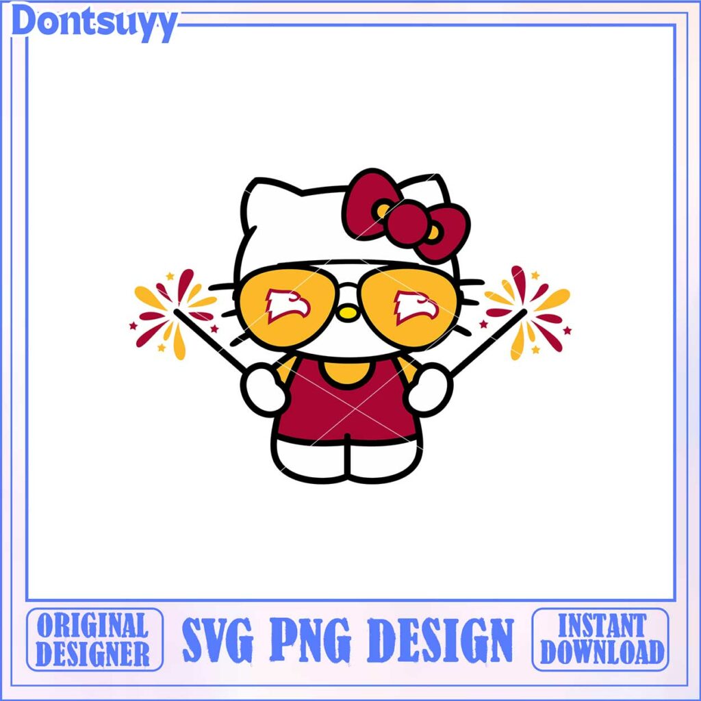 Colorful Cat Cheerleader SVG Clipart for Instant Download Design - High ...