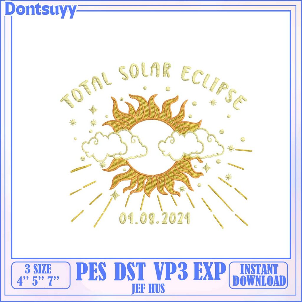 Total Solar Eclipse Embroidery Design Instant Download 3 Sizes - High ...