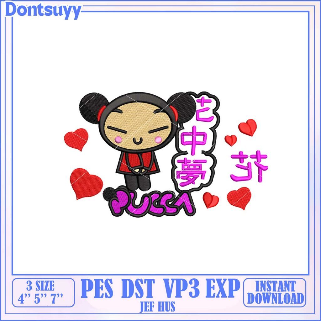 Cute Pucca Embroidery Design Instant Download for Machine Sewers - High ...