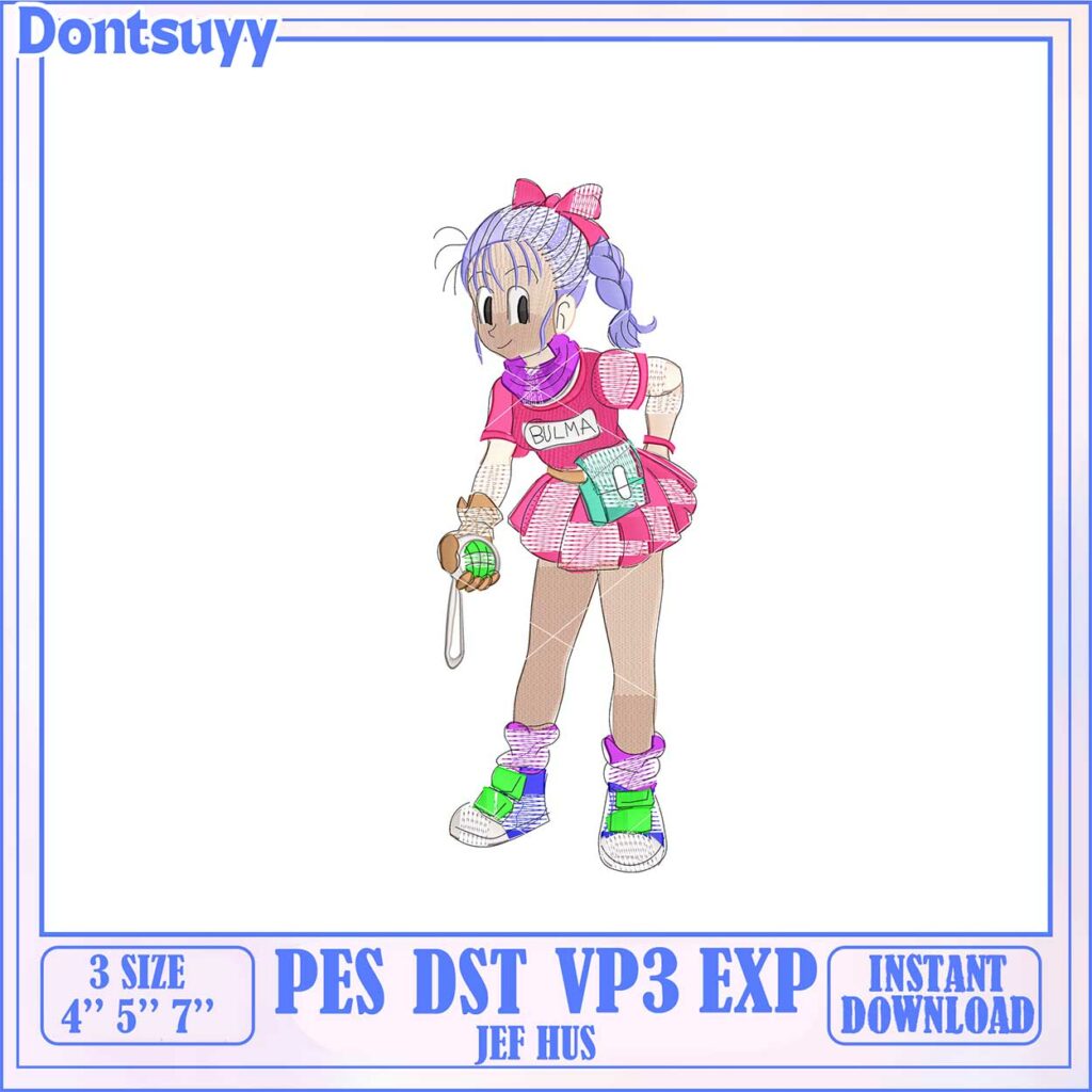 Cute Bulma Character Embroidery Design Instant Download Size 4 5 7 ...