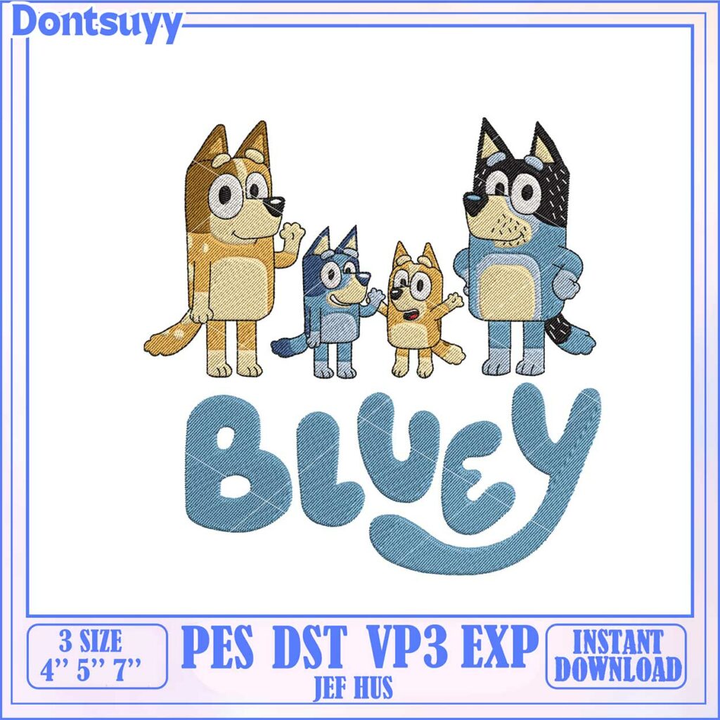 Bluey Embroidery Digital Download in PES DST VP3 Formats - High-quality ...