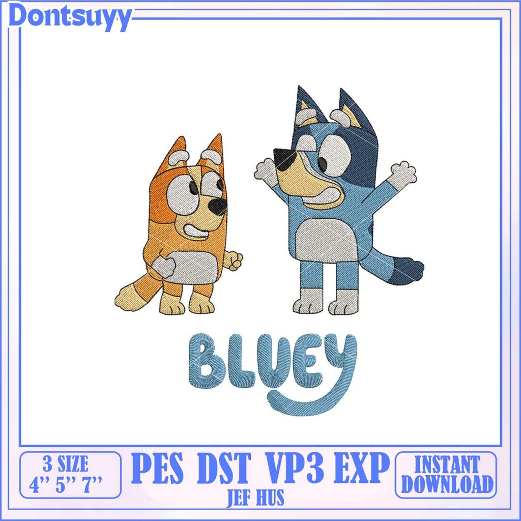 Bluey Embroidery Design Digital Download for All Formats 4 5 7 Inches ...