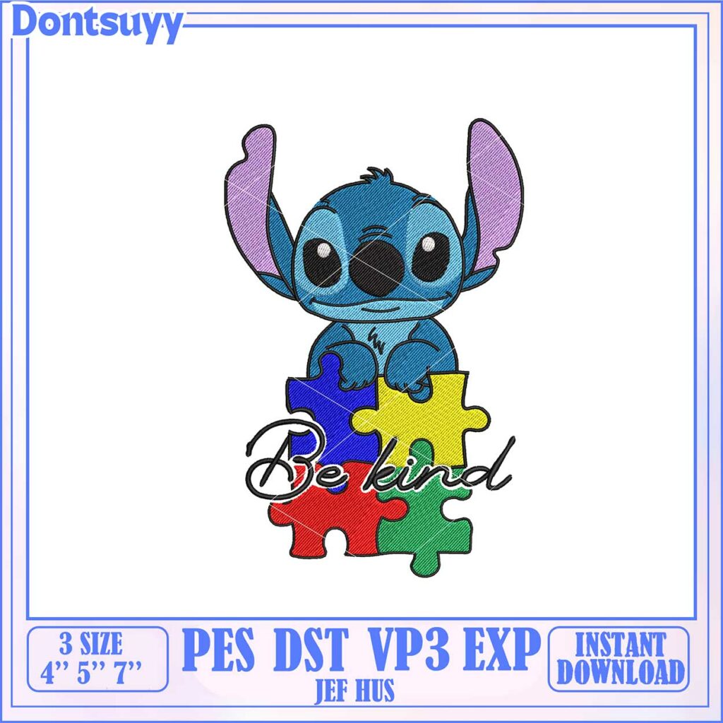 Be Kind Stitch Embroidery Design for Instant Download Formats - High ...