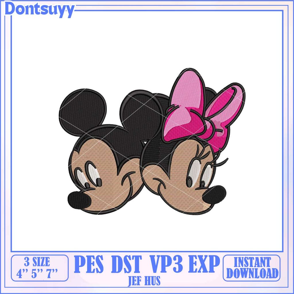 Mickey and Minnie Mouse Embroidery Design for Instant Download - High ...