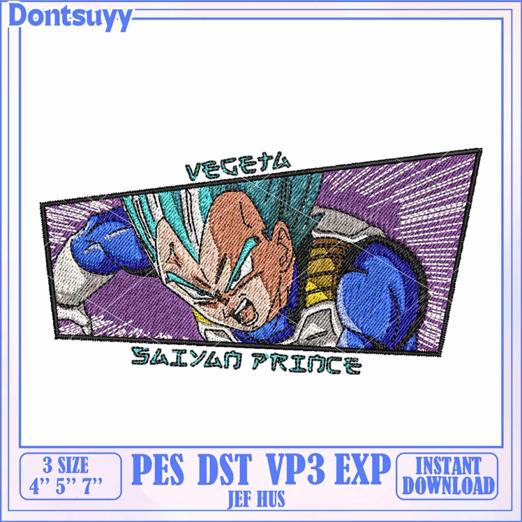 Vegeta Saiyan Prince Embroidery Design Instant Download File - High ...