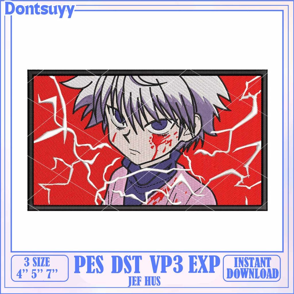 Killua Zoldyck Embroidery Design Digital Download PES JEF Format - High ...