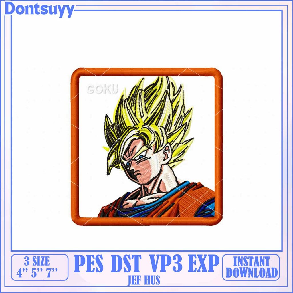 Goku Embroidery Design Download for Multiple Formats and Sizes - High ...