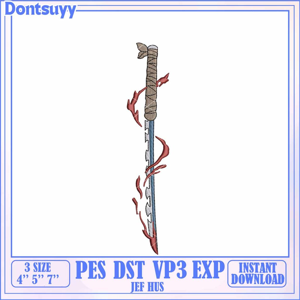 Embroidery Sword Design for Instant Download in Three Sizes - High ...