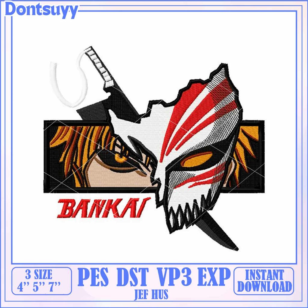 Bankai Anime Embroidery Design Instant Download in Three Sizes - High ...