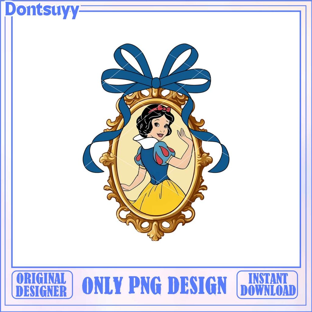Snow White Character PNG Design Vintage Frame for Instant Download ...