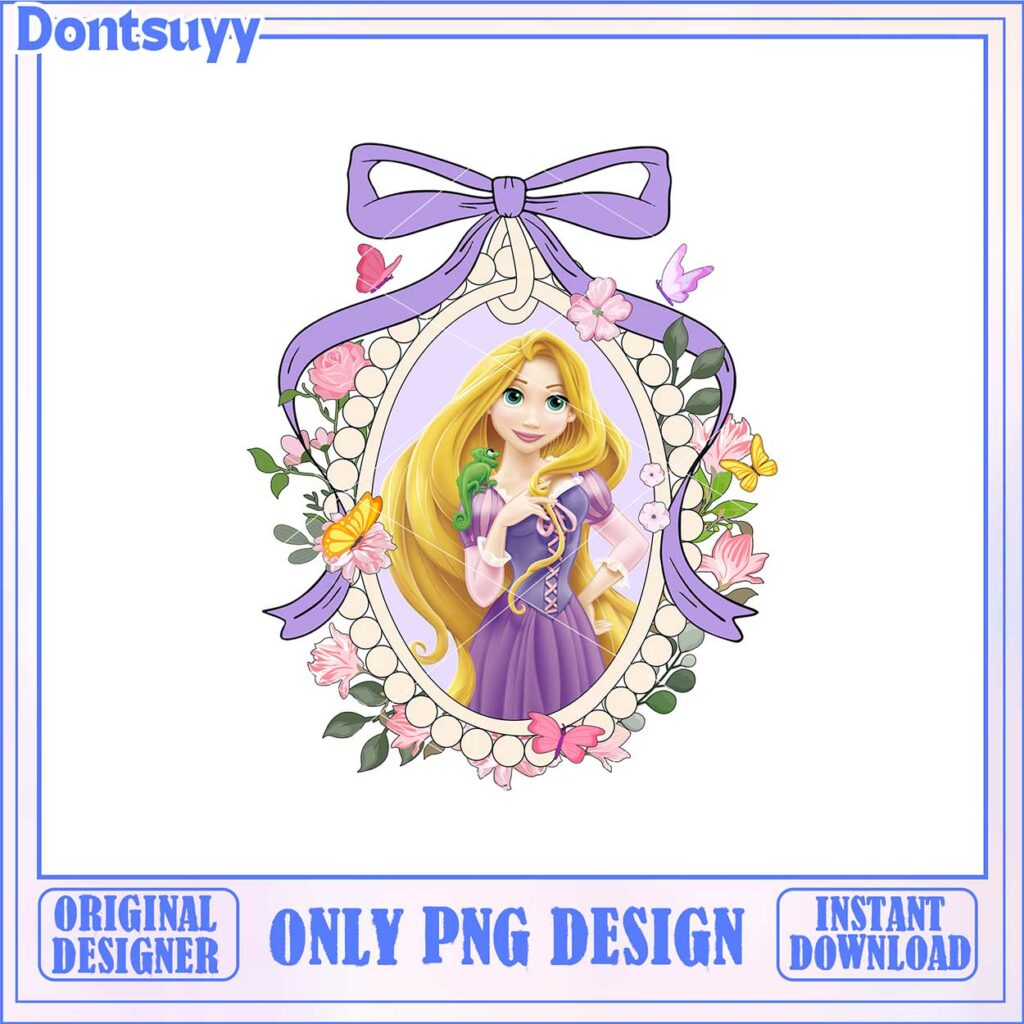 Rapunzel Floral Frame PNG Design for Instant Digital Download - High ...